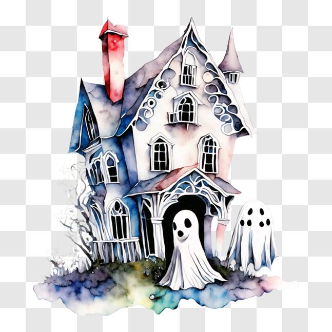 Télécharger Peinture de maison hantée avec des fantômes et des chauves ...