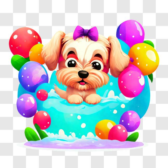 Download Dog Birthday Party with Balloons and Cake PNGs Online ...