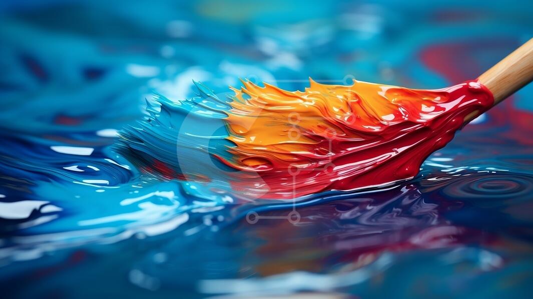 Colorful Paintbrush Swirling in Water stock photo | Creative Fabrica