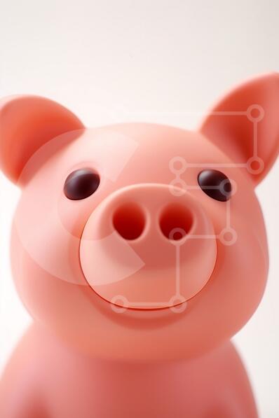 Adorable Pink Pig Toy Standing Upright stock photo | Creative Fabrica