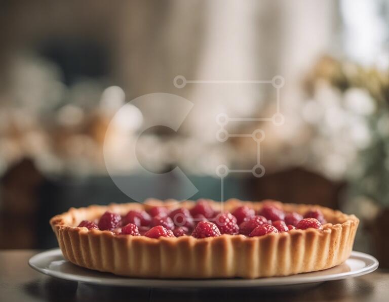 Delicious Raspberry-filled Tart stock photo | Creative Fabrica