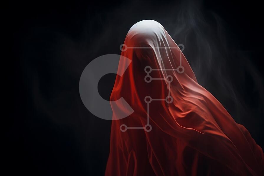 Mysterious Ghost in Red Cloak with Smoke stock photo | Creative Fabrica