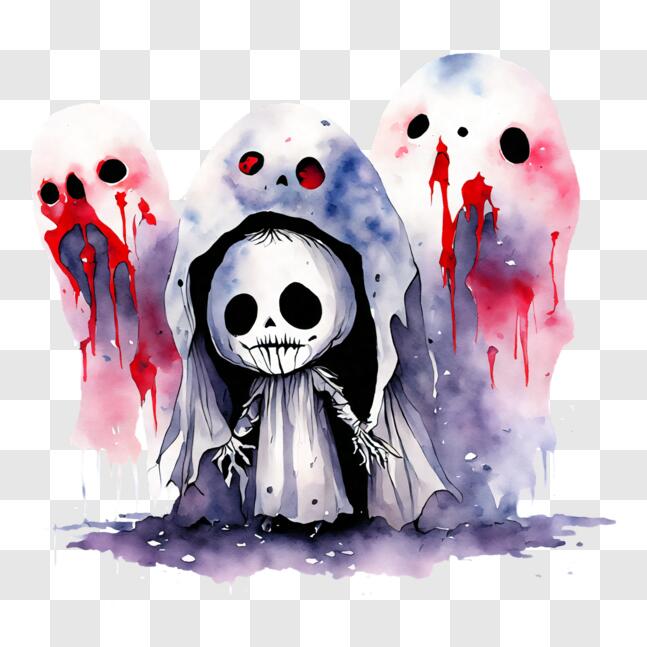 Download Drawing of Three Ghosts with Blood-Stained Clothes PNGs Online ...