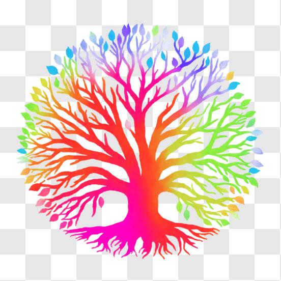 Download Colorful Upside-Down Circle Tree Artwork PNG Online - Creative ...