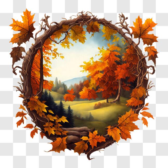 Download Autumn Woods Landscape with Fall Leaves and Trees PNGs Online ...