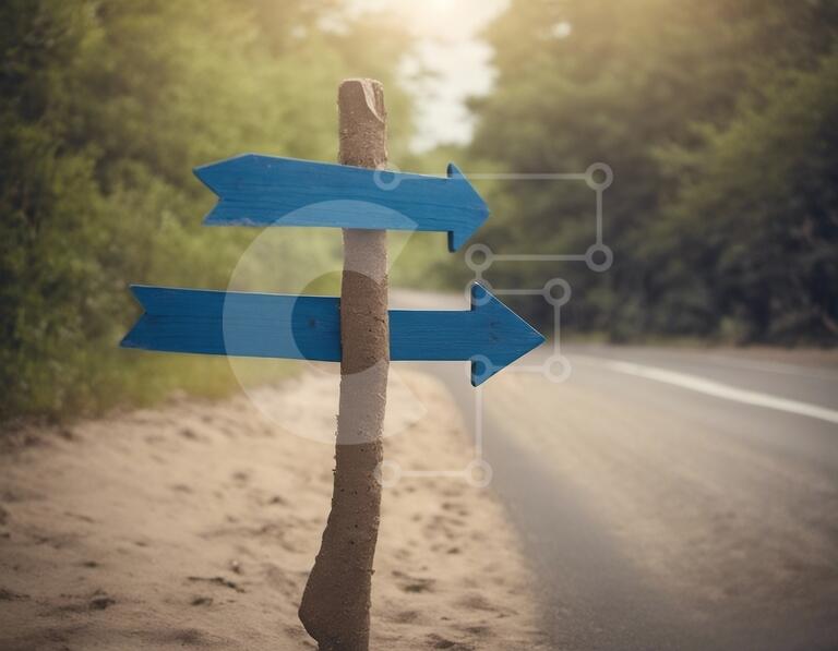 Blue Directional Signs for Navigation stock photo | Creative Fabrica