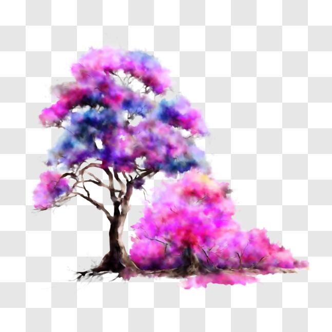 Download Abstract Tree Painting in Pink and Purple PNGs Online ...