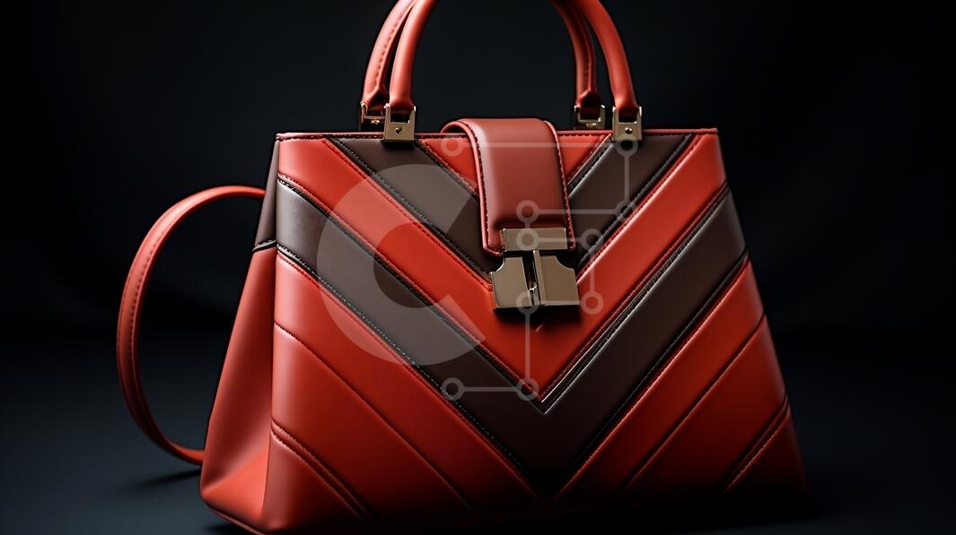 Stylish Red and Brown Handbag with Unique Chevron Pattern stock photo ...