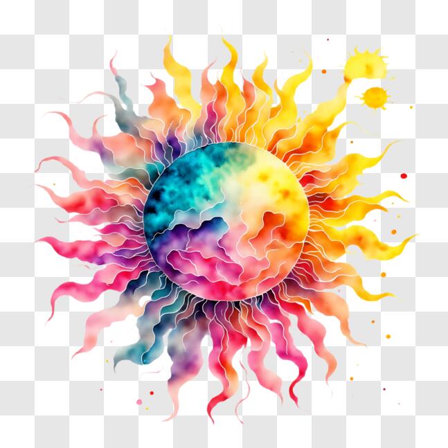 Download Colorful Abstract Sun Artwork PNGs Online - Creative Fabrica