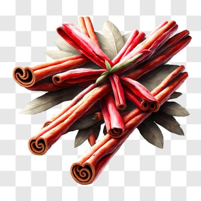 Frische Zimtstangen auf einem grünen Blatt PNG online herunterladen ...