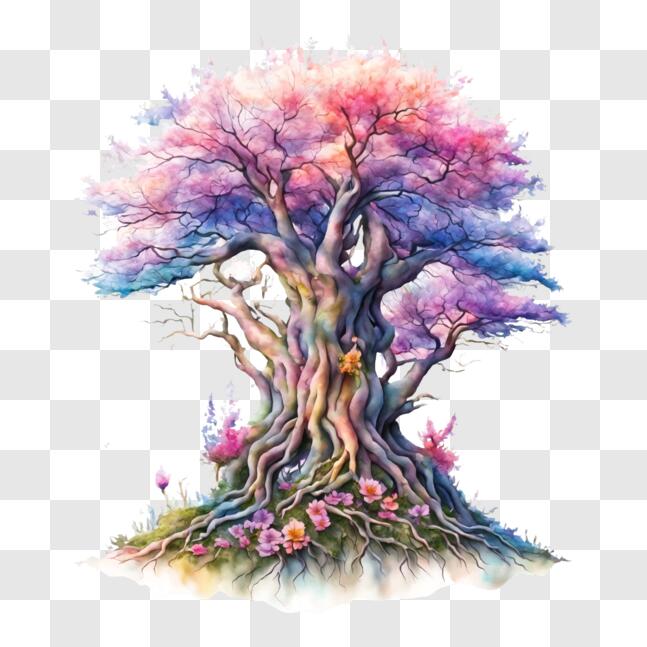 Download Enchanting Elm Tree with Pink and Purple Flowers PNGs Online ...