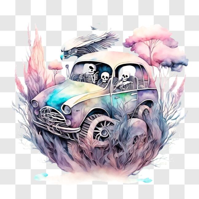 Download Horror-inspired Car with Skeletons and Eagle PNGs Online ...