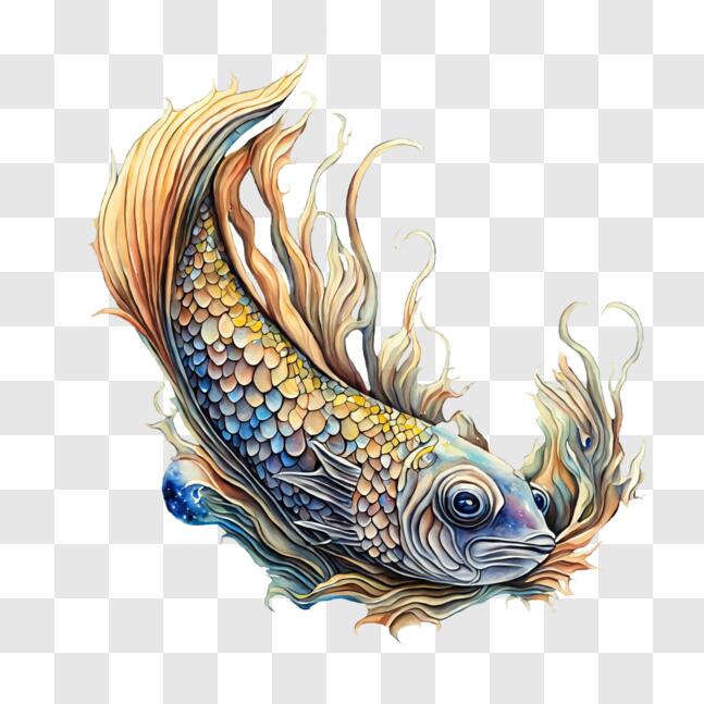 Download Illustration of Koi Fishes in Flames PNGs Online - Creative ...