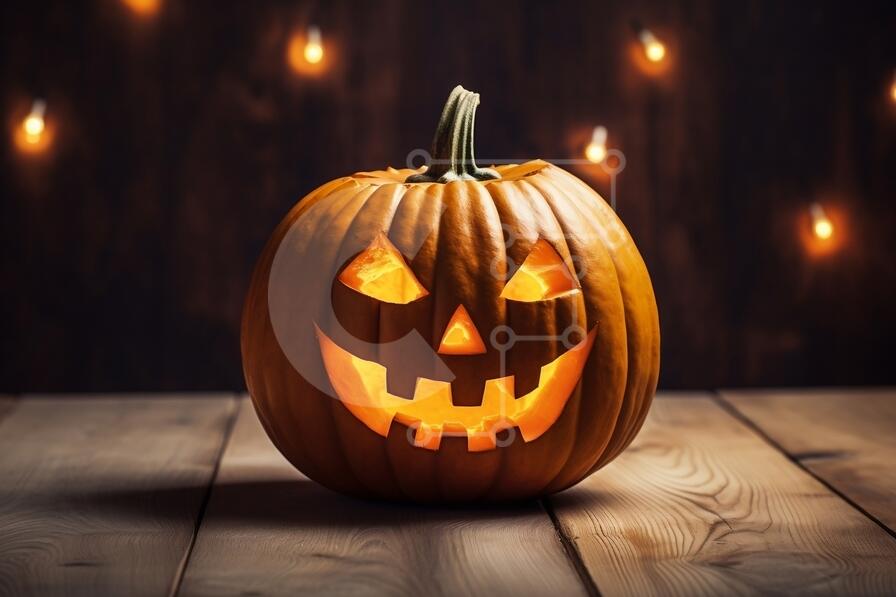 Glowing Pumpkin for Halloween stock photo | Creative Fabrica