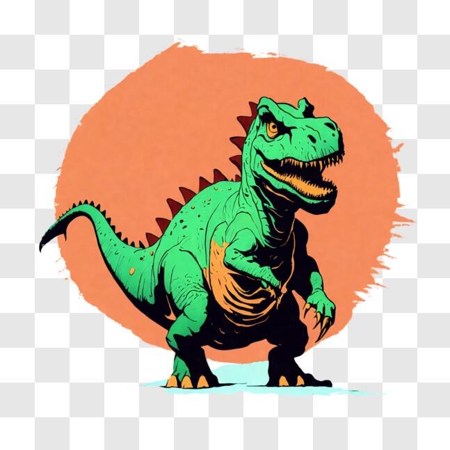 Download Green T-Rex Dinosaur on Orange Background PNGs Online ...