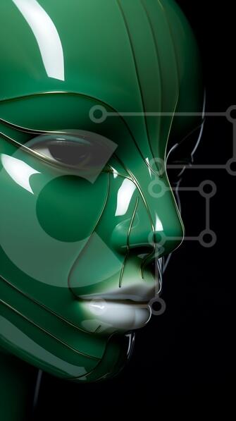Green Face with Expressionless Stare in Abstract Artwork stock photo ...