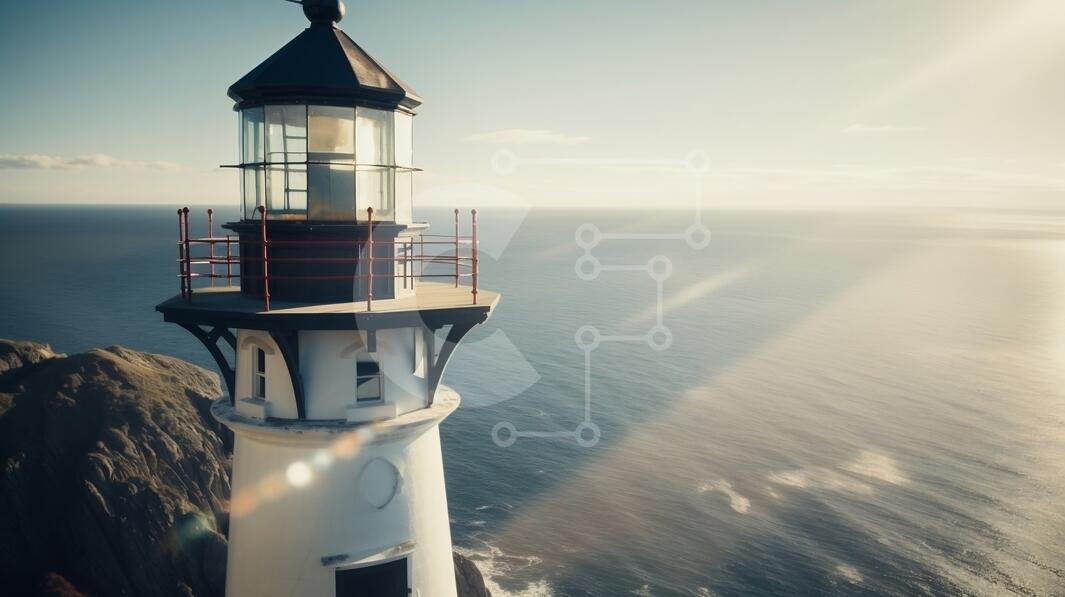 Scenic Lighthouse on a Rocky Coast stock photo | Creative Fabrica