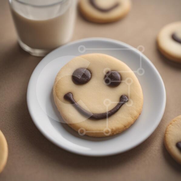 Delicious Smiley Face Cookie with Milk stock photo | Creative Fabrica