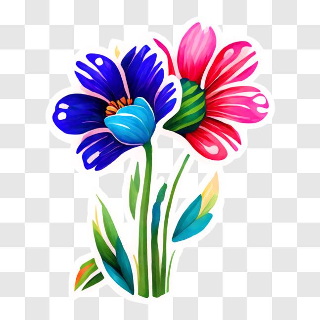 Download Colorful Flower Sticker Set for Home and Office Decor PNGs ...