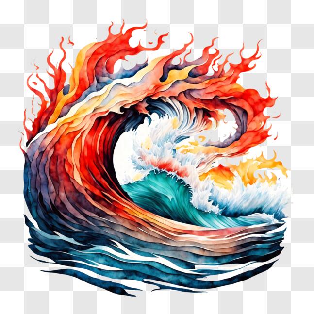 Download Colorful Wave with Flames Illustration PNGs Online - Creative ...