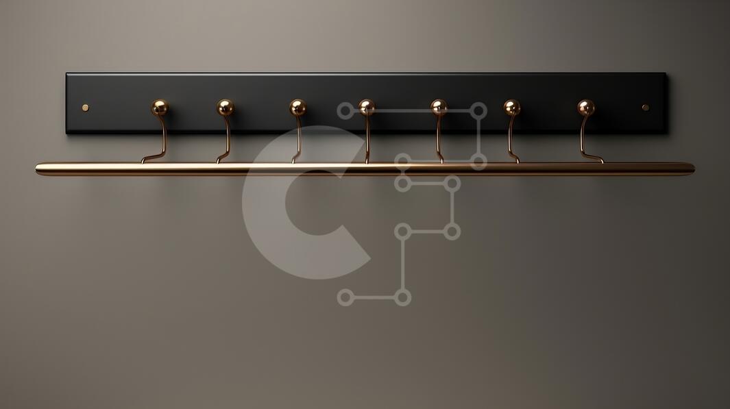 Sleek and Modern Black Coat Rack with Brass Hooks stock photo ...