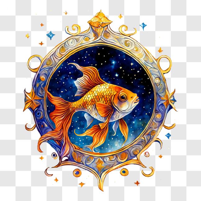 Download Gemini Zodiac Sign Artwork with Gold Fish and Constellations ...