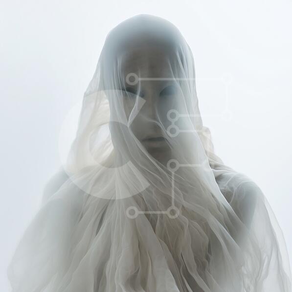 Mysterious Ghostly Figure in White Fabric stock photo | Creative Fabrica