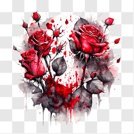 Download Dark Gothic Art: Black and Red Rose with Dripping Blood PNGs ...