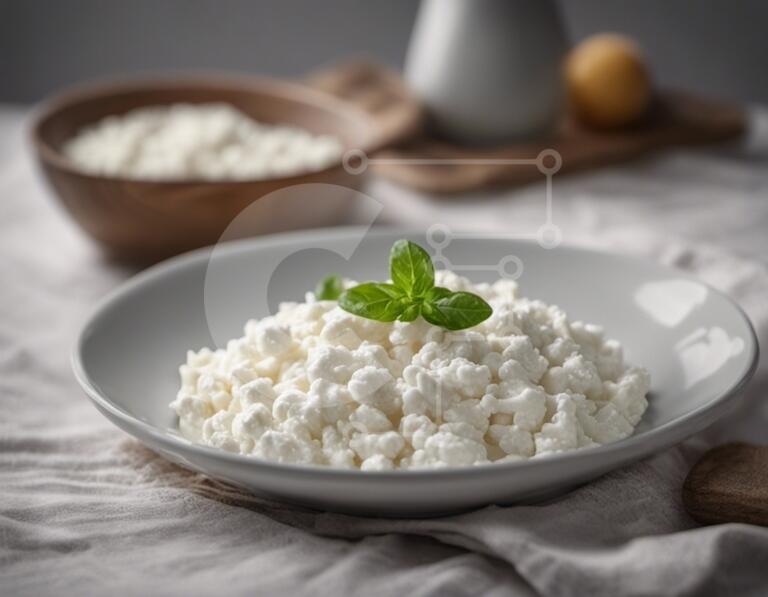 Delicious Ricotta Cheese Bowl with Fresh Mint Garnish stock photo ...