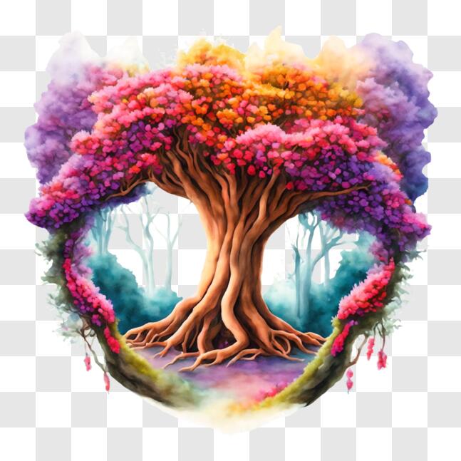 Download Colorful Heart-shaped Tree with Flowers PNGs Online - Creative ...