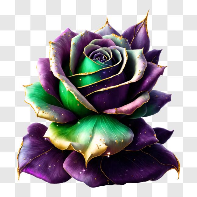 Download Floating Purple, Green, and Gold Rose PNGs Online - Creative ...