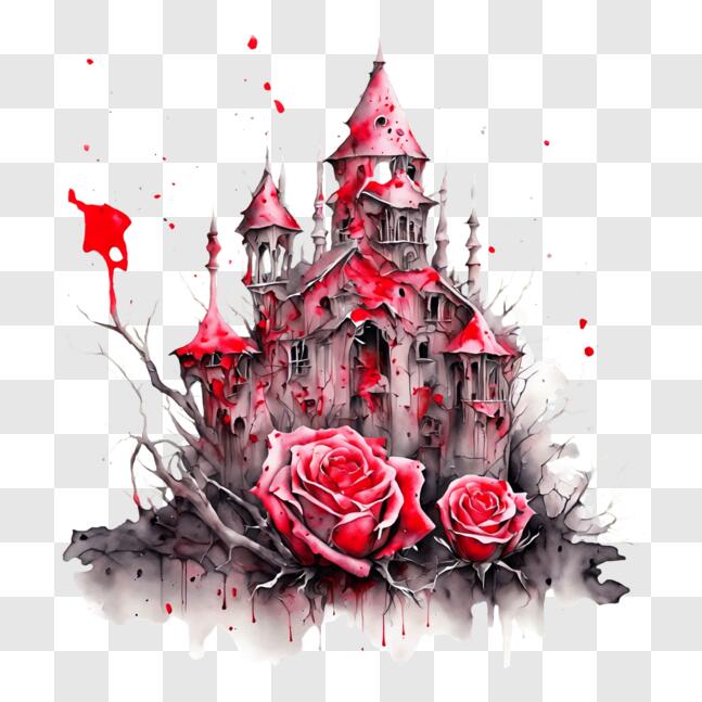 Download Gothic Castle Art with Red Roses and Symbolism PNGs Online ...