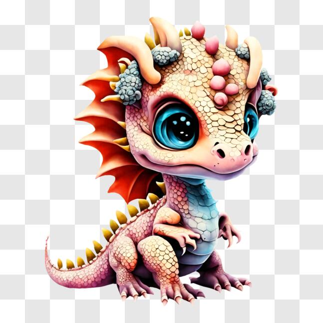 Download Small Pink Dragon with Blue Eyes on Black Background PNGs ...