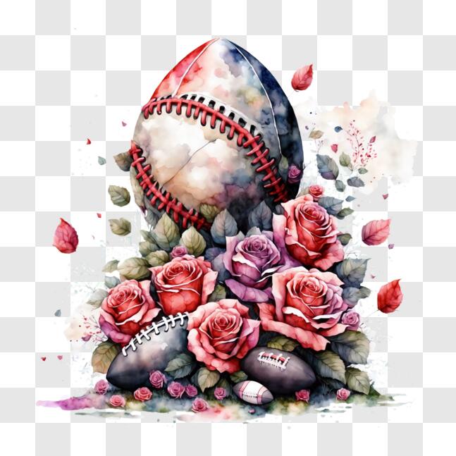 Download Football Ball with Roses and Paint Splashes PNGs Online ...