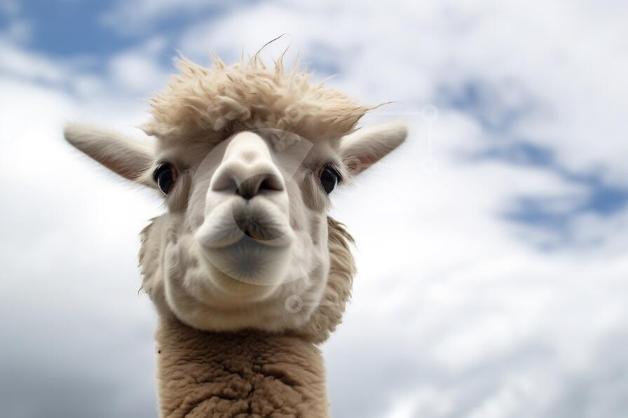 Curious Alpaca Close-up stock photo | Creative Fabrica