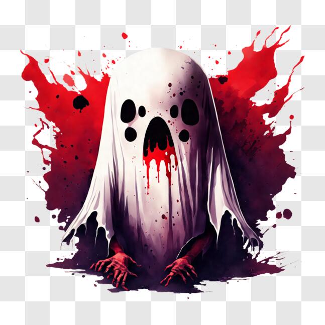 Download Horror Ghost Illustration with Blood Splatters PNGs Online ...