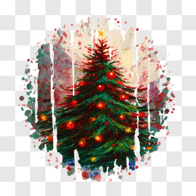 Download Painted Christmas Tree in Vintage Frame PNGs Online - Creative ...