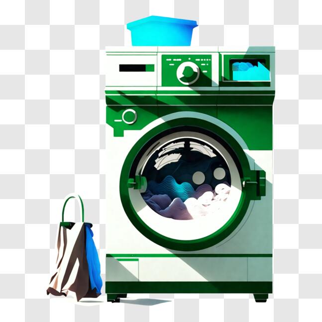Download Washing Machine with Green and White Color Scheme PNG Online ...