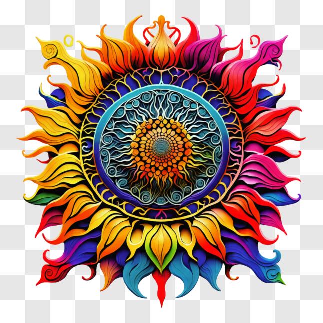 Download Colorful Sunflower with Intricate Design PNGs Online ...