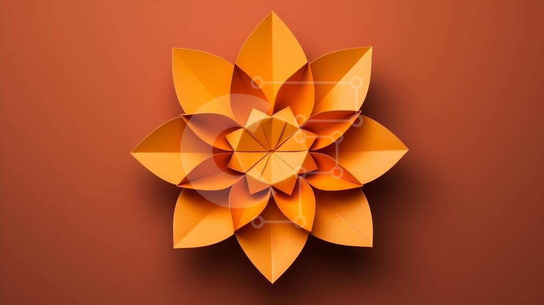 Beautiful Handcrafted Orange Paper Flower stock photo | Creative Fabrica