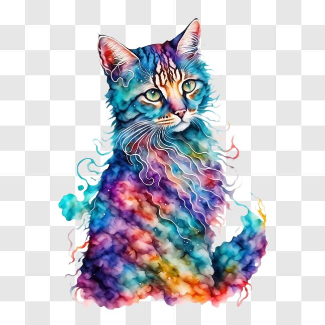 Download Colorful Cat in Abstract Painting PNGs Online - Creative Fabrica
