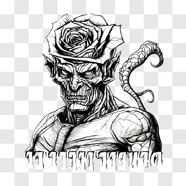 Download Demon with roses on head and punk rock tote PNGs Online ...