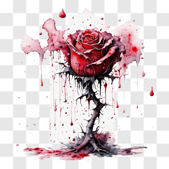 Download Red Rose Artwork with Dripping Blood - Express Your Creativity ...