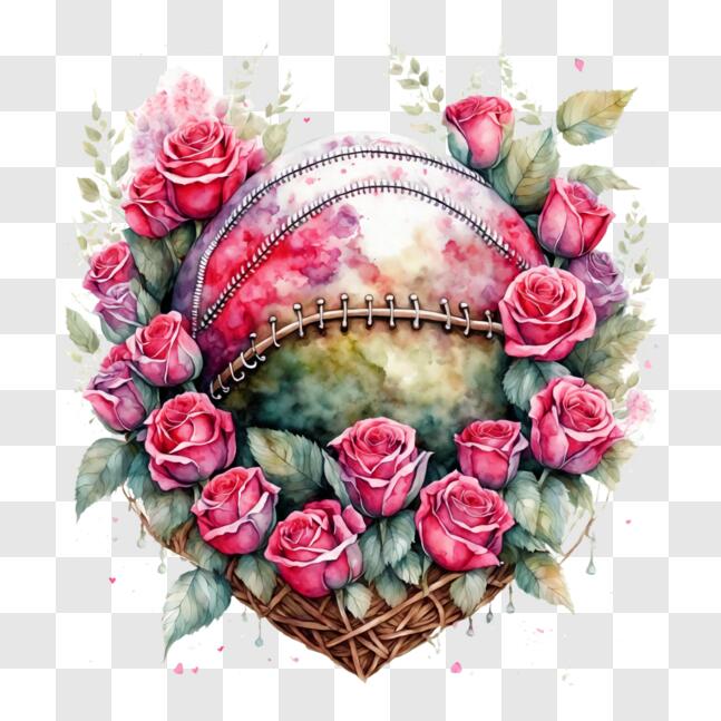 Download Baseball ball with roses and flowers PNGs Online - Creative ...