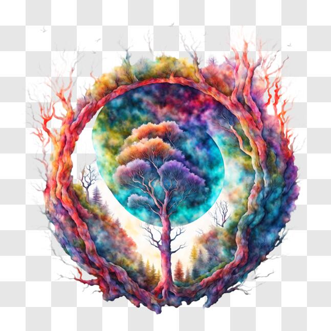 Download Colorful Circular Design with Tree in Center PNGs Online ...