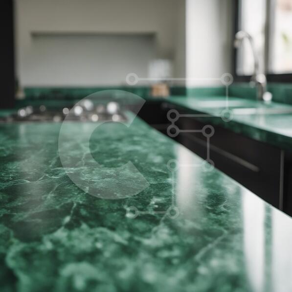 Luxurious Green Marble Countertop in a Sophisticated Kitchen stock ...