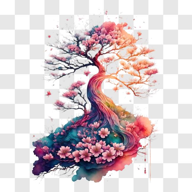 Download Abstract Tree with Colorful Blossoms PNGs Online - Creative ...