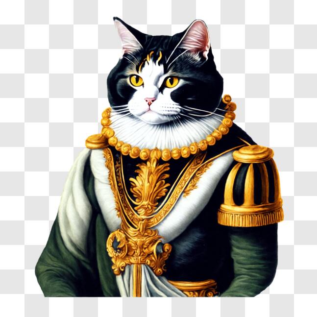 Download Regal Cat in Medieval Style Outfit PNGs Online - Creative Fabrica