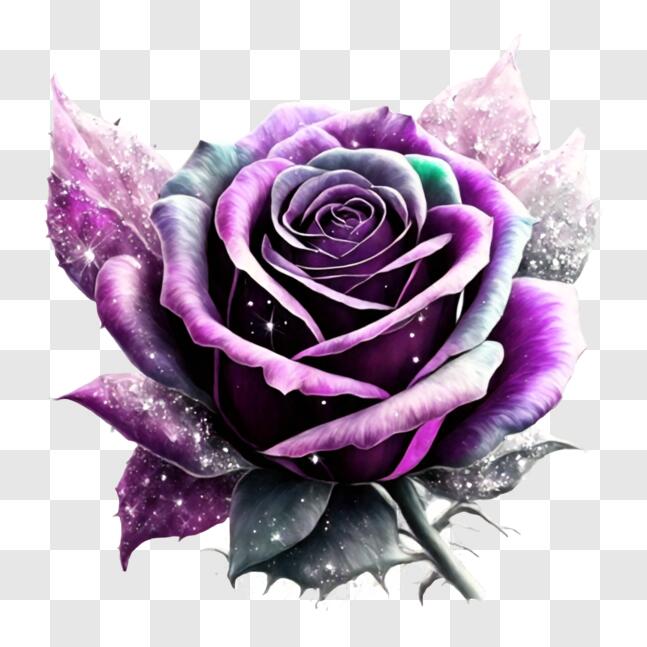 Download Beautiful and Romantic Purple Rose with Glitter and Sparkles ...