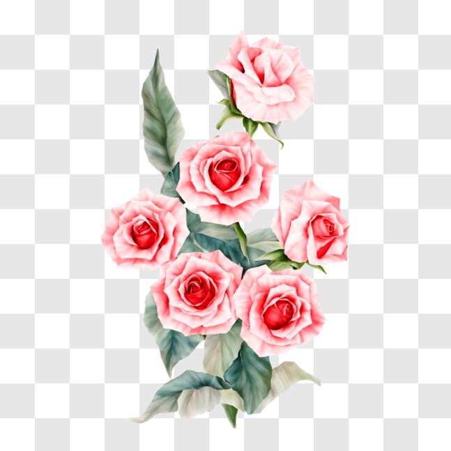 Download Symmetrical Bunches of Pink Roses PNGs Online - Creative Fabrica